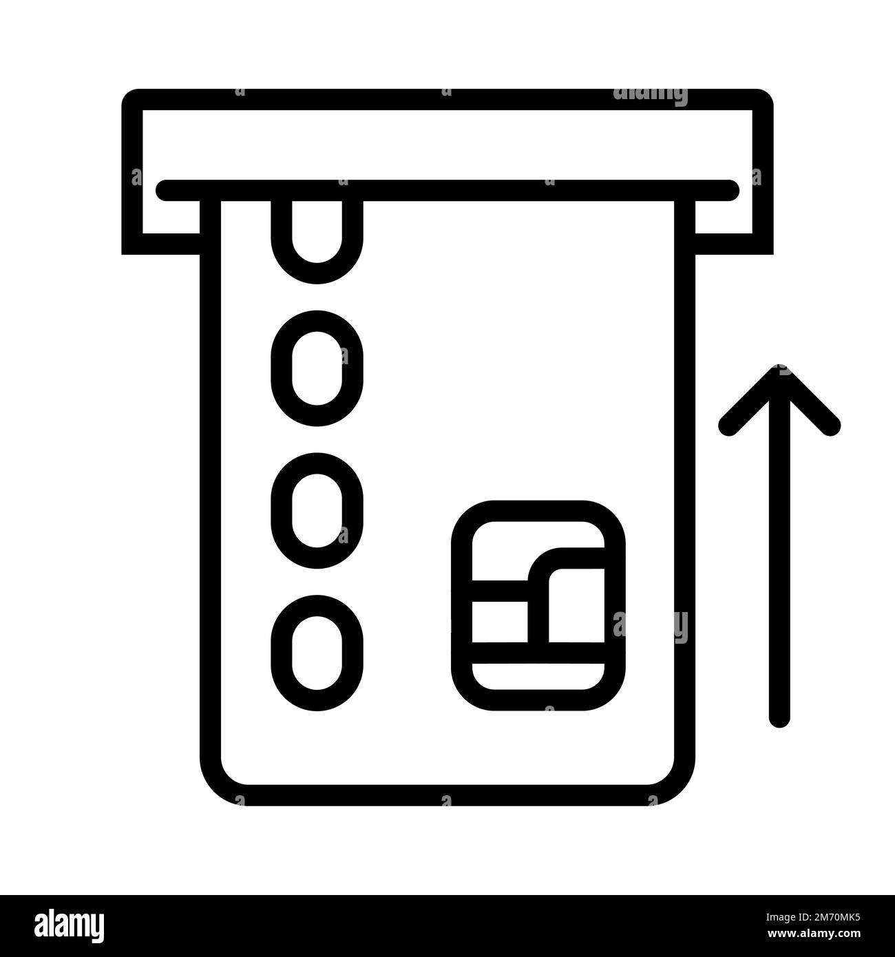 Insert card icon line isolated on white background. Black flat thin ...