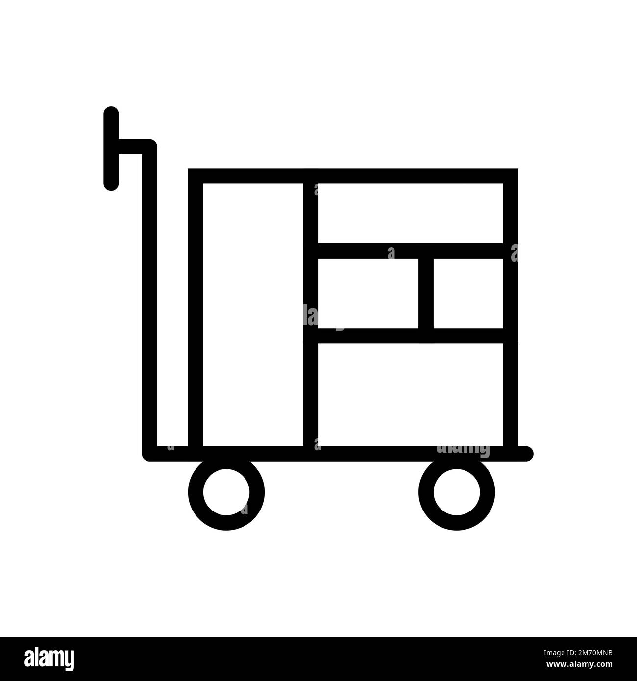 Deliver items icon line isolated on white background. Black flat thin ...