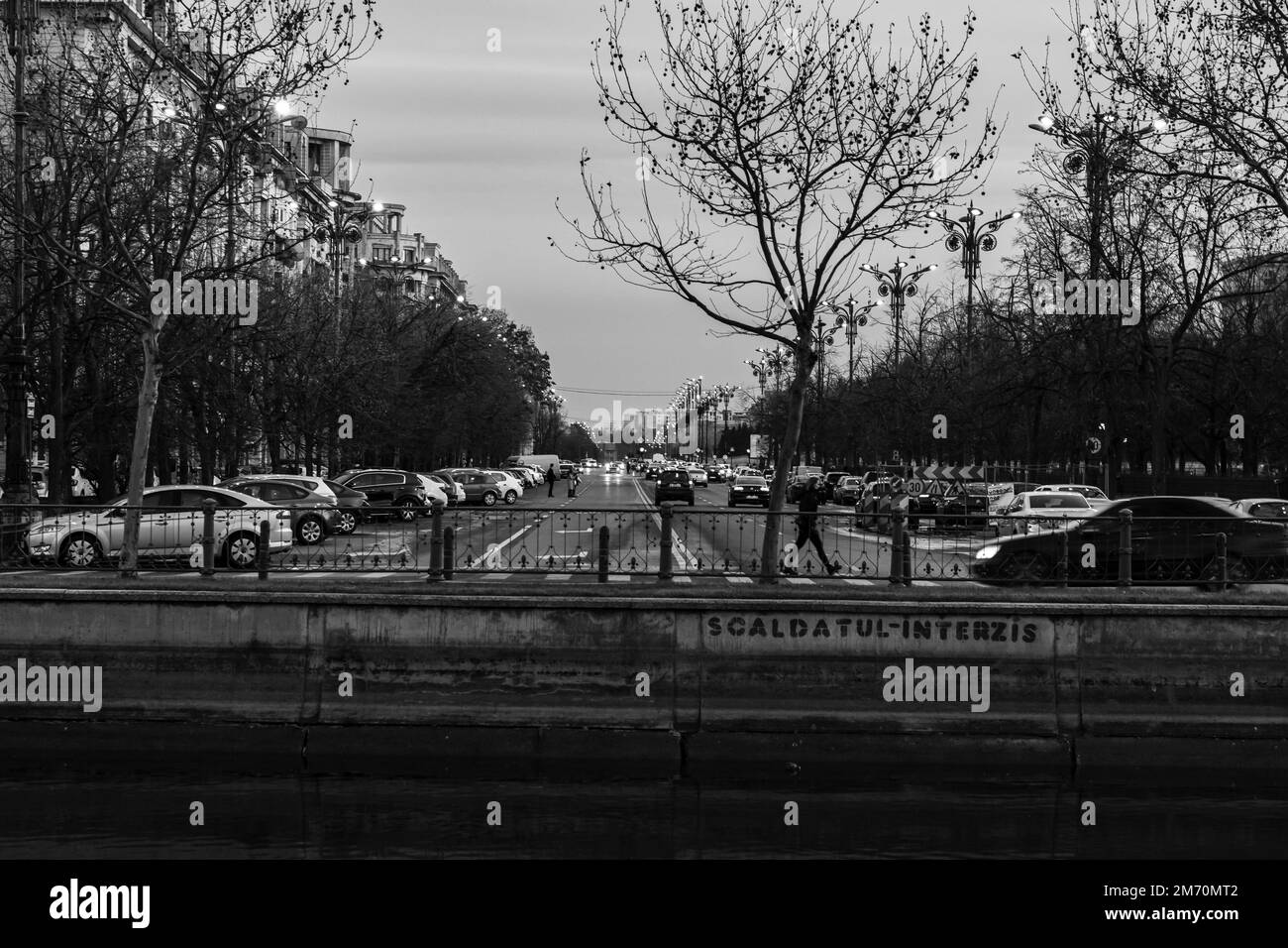 Car traffic, pollution, traffic jam city downtown Bucharest, Romania ...