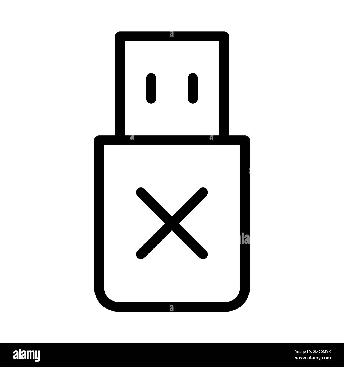 Flash drive remove icon line isolated on white background. Black flat thin icon on modern ...