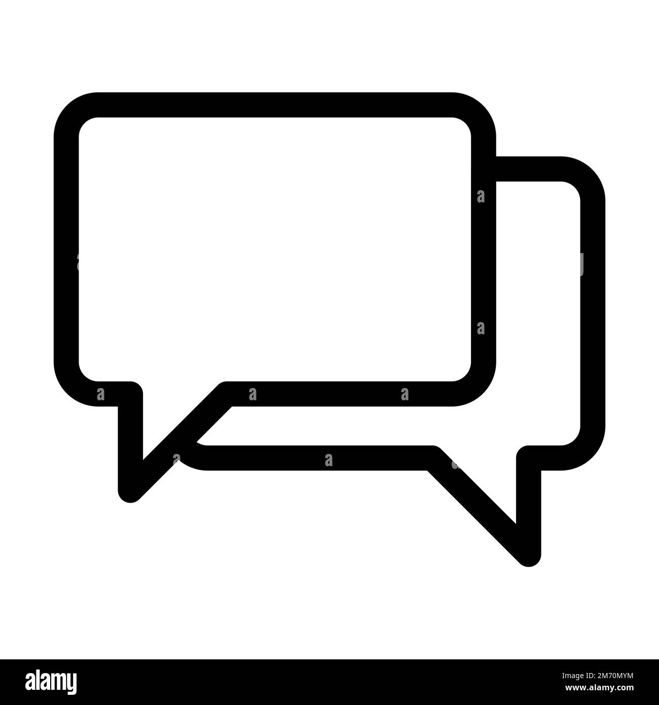Text bubbles icon line isolated on white background. Black flat thin ...