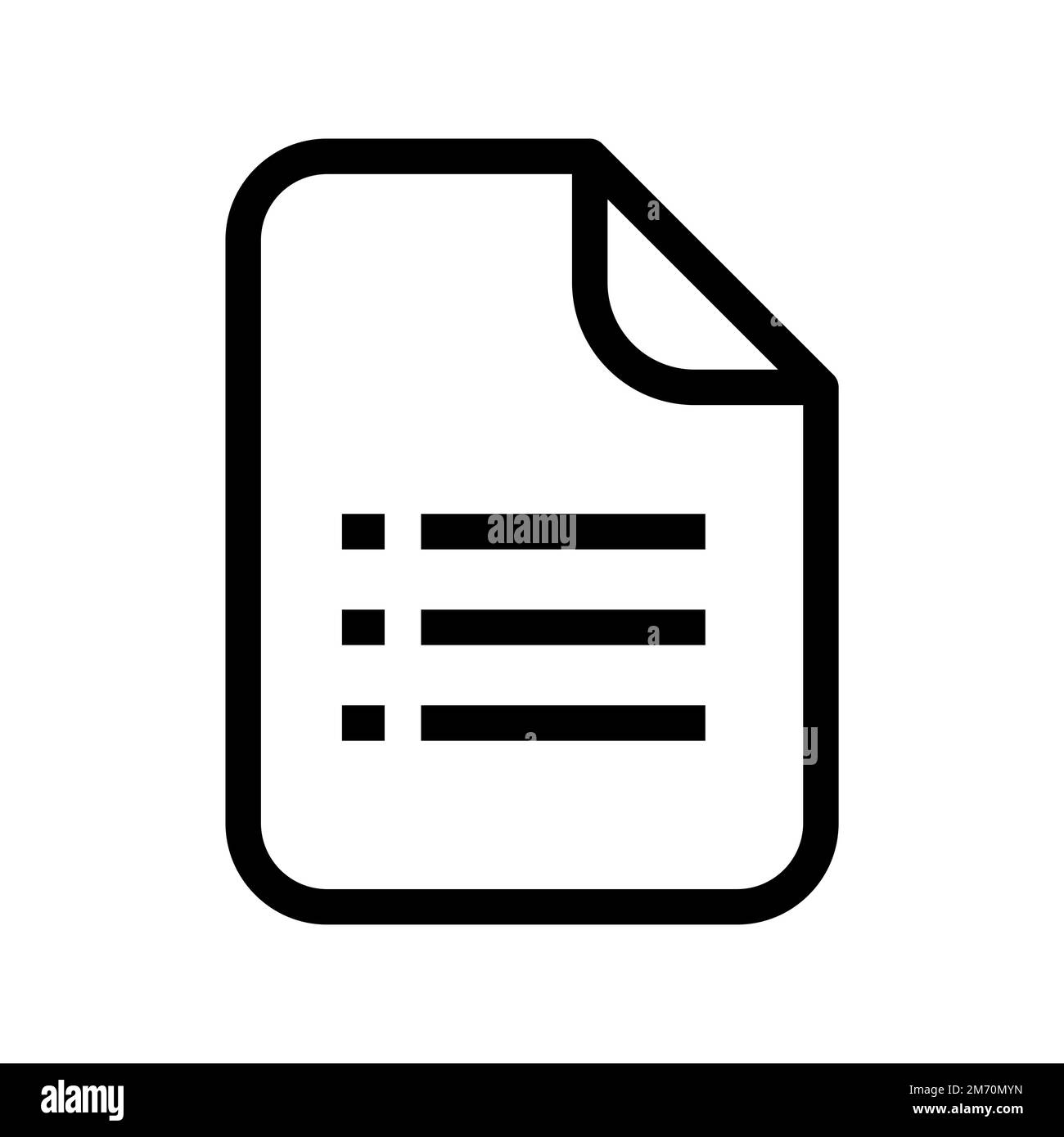 File list icon line isolated on white background. Black flat thin icon ...