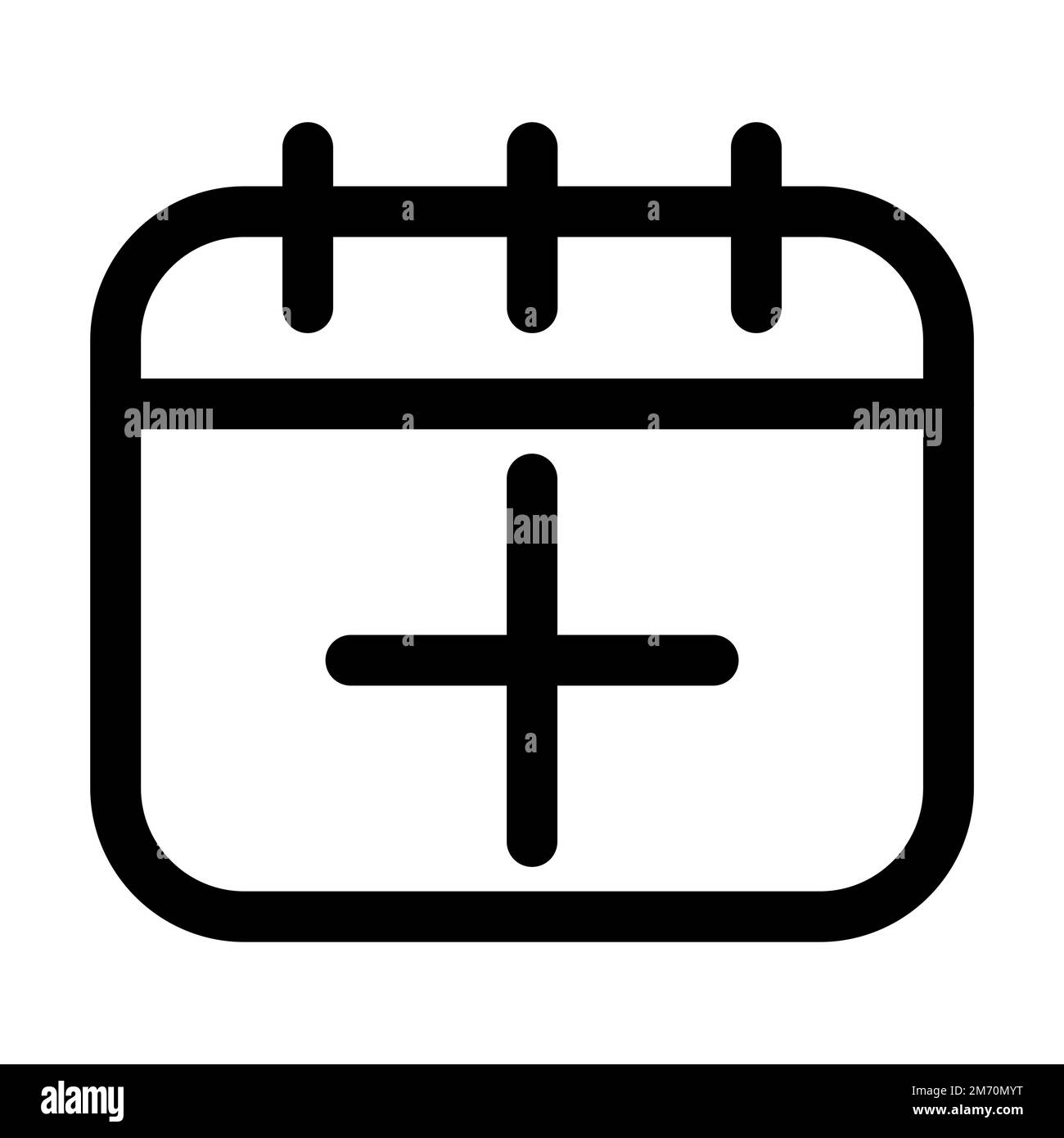 Calendar add icon line isolated on white background. Black flat thin ...