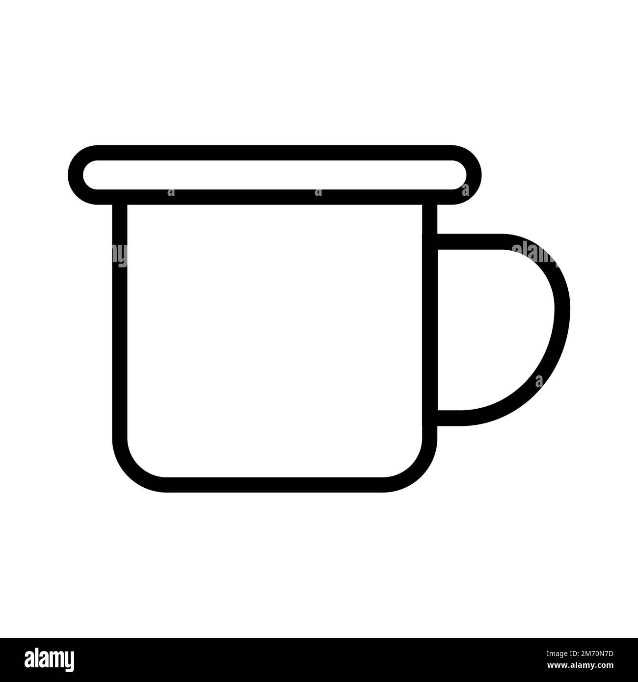 Coffee mug icon line isolated on white background. Black flat thin icon ...