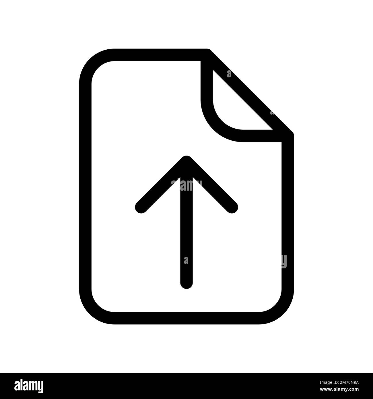 Upload file icon line isolated on white background. Black flat thin ...