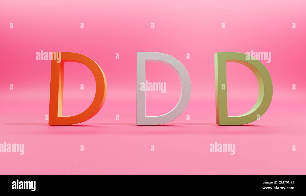 Three D letters in red, white, and golden colors on the pink background ...