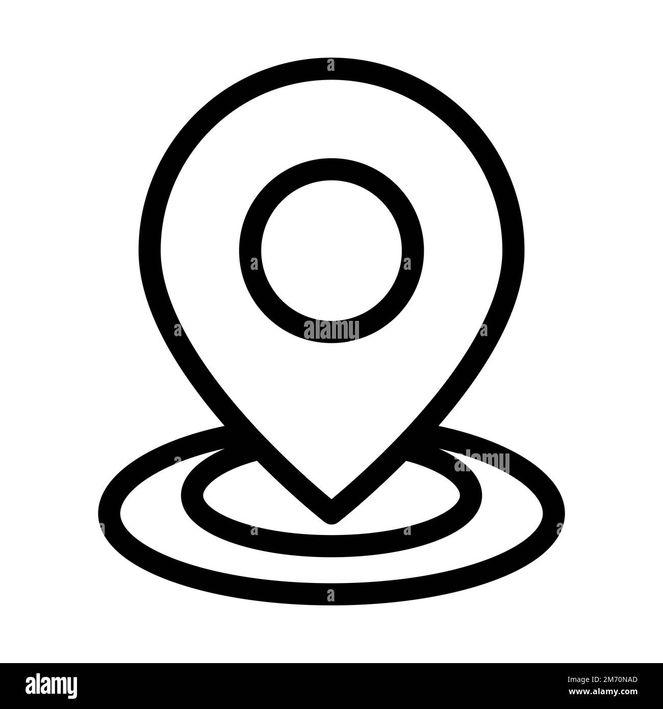 Map location icon line isolated on white background. Black flat thin ...