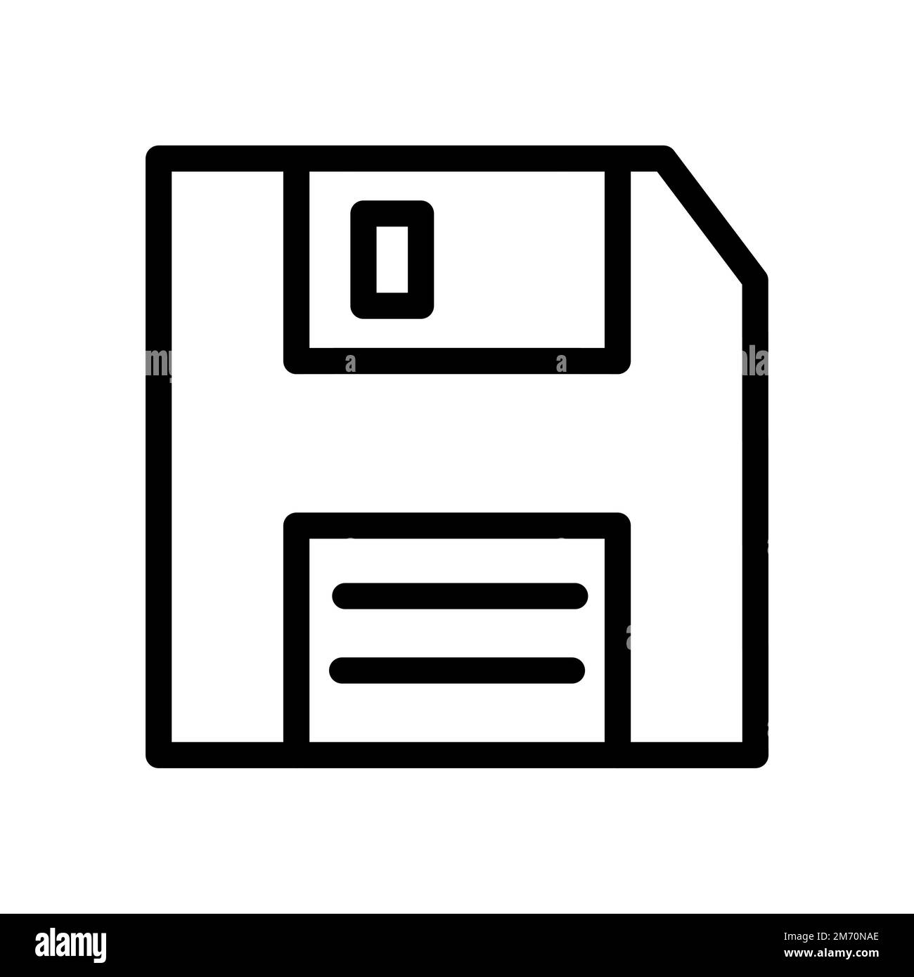 Floppy disc icon line isolated on white background. Black flat thin icon on modern outline style ...