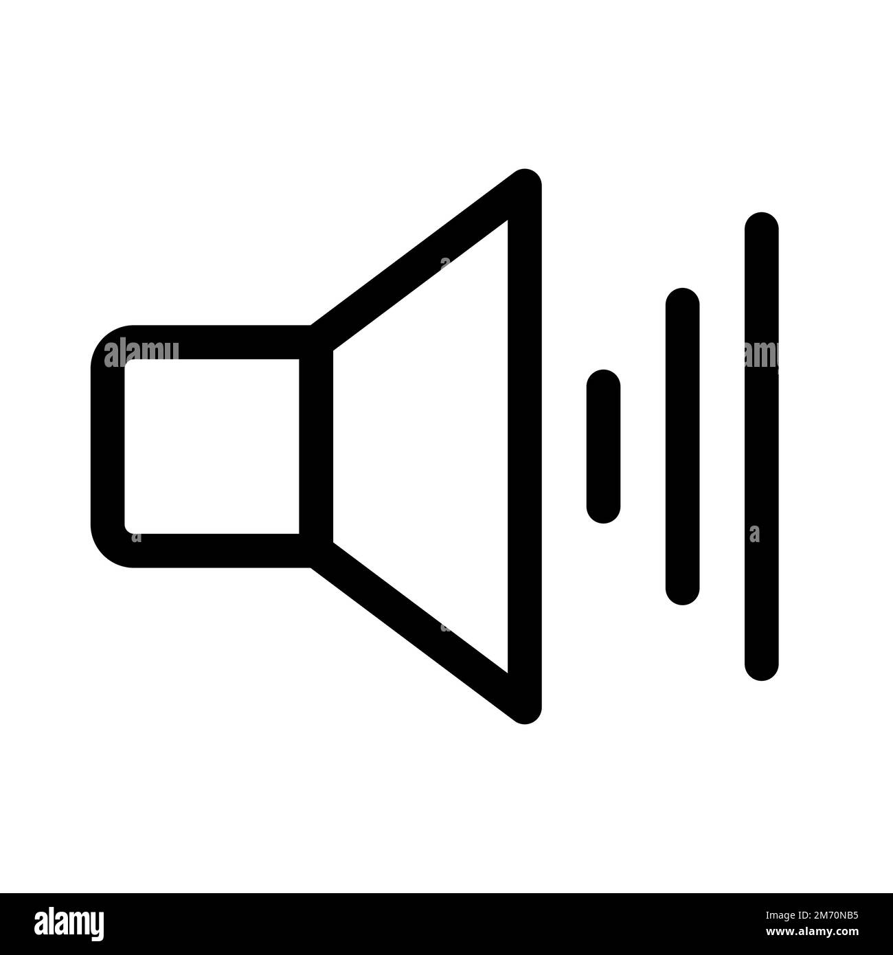 Sound icon line isolated on white background. Black flat thin icon on ...