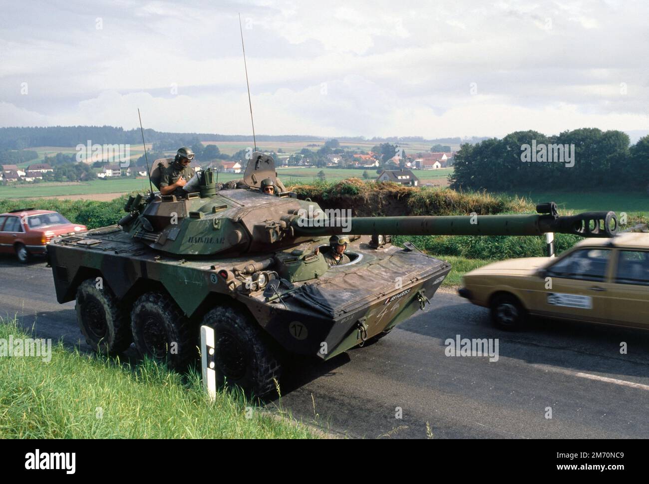 French army heavy armored car AMX-10RC during NATO military exercises ...
