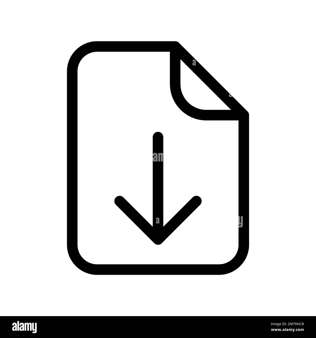 Download file icon line isolated on white background. Black flat thin ...