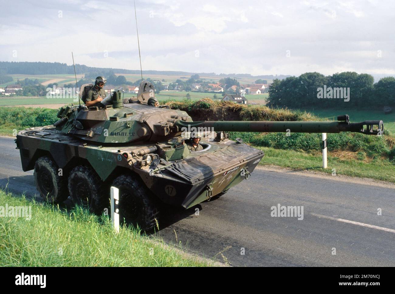 French army heavy armored car AMX-10RC during NATO military exercises ...