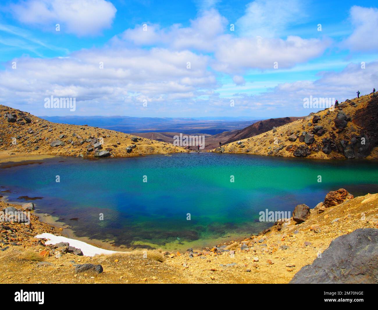 A low-angle of Tongariro lake view with the national park view Stock ...