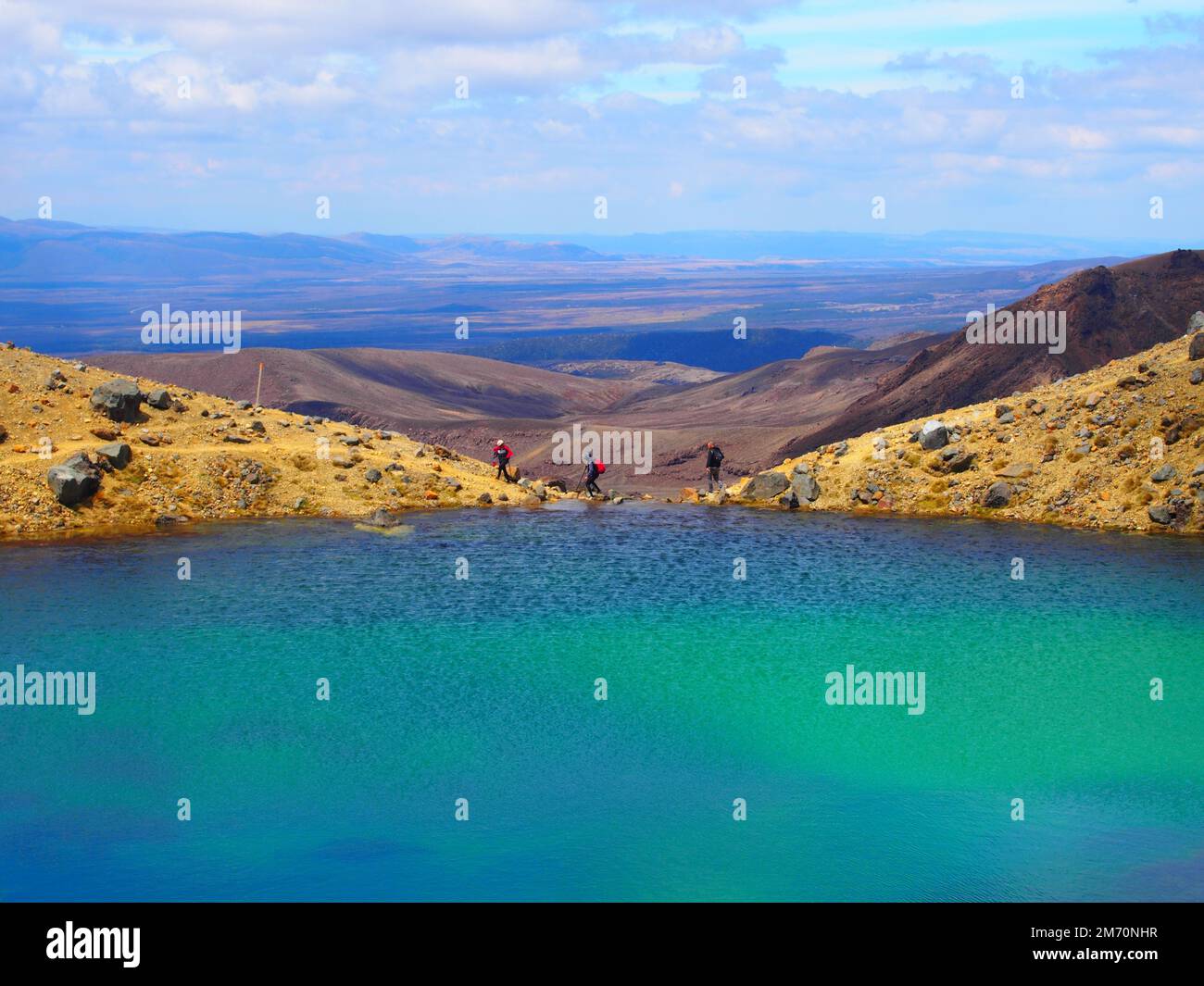 A low-angle of Tongariro lake view with the national park view Stock ...