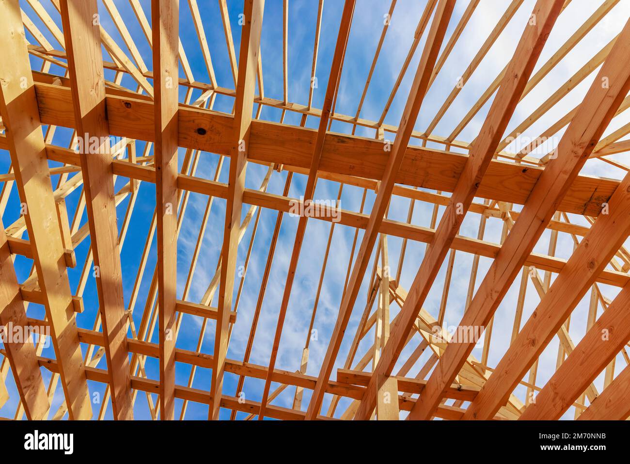 Framework construction begins on new house Stock Photo - Alamy