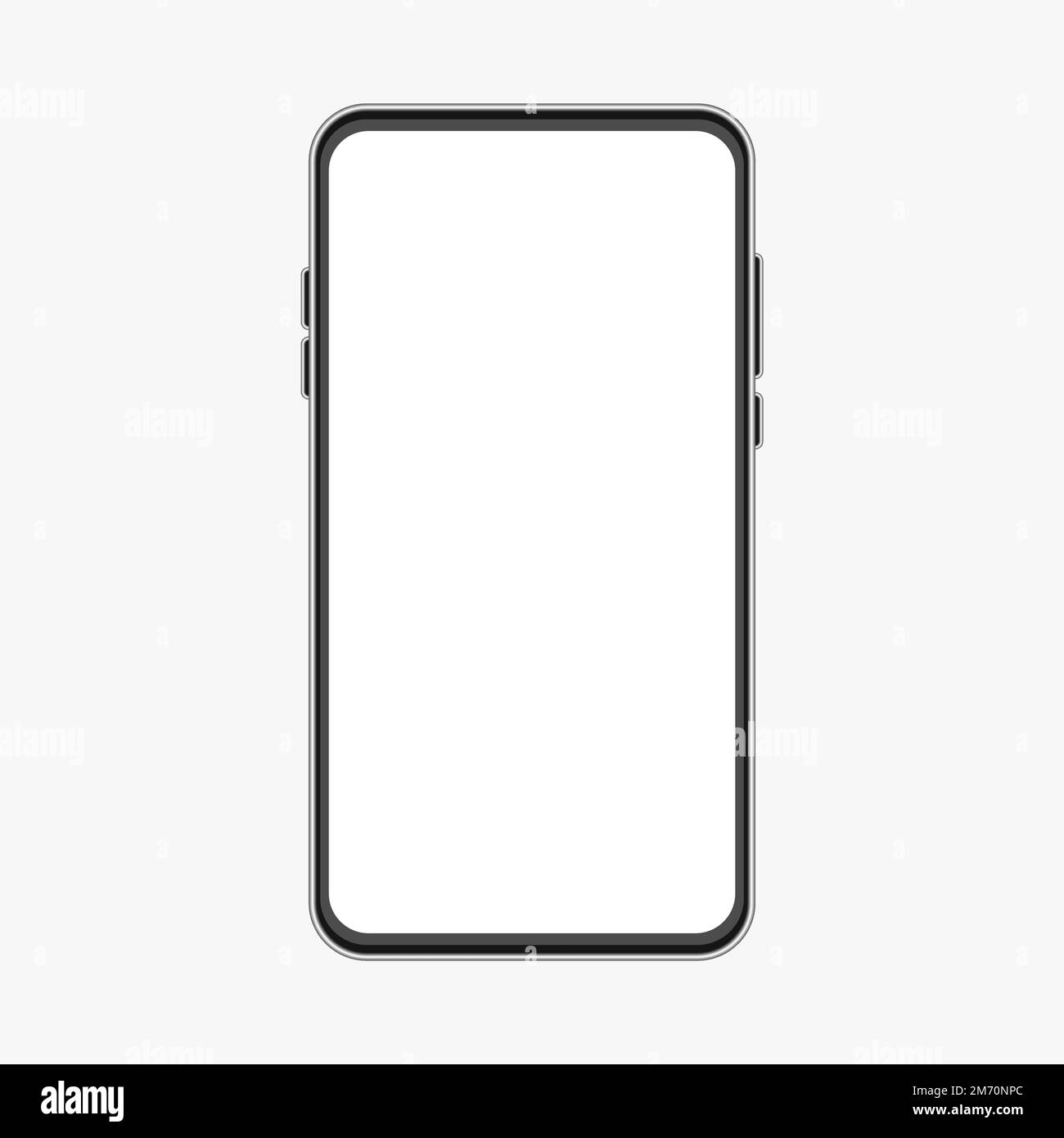 Modern Smartphone Device Silver Black Frame Vector Mockup Template ...