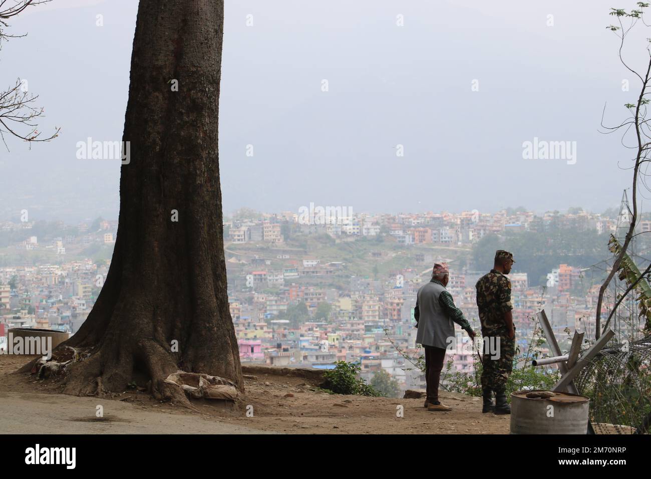 Young Soldier and Old Man beside Tree Stock Photo - Alamy