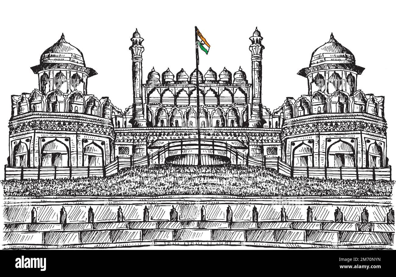 Pencil Sketch Of Red Fort