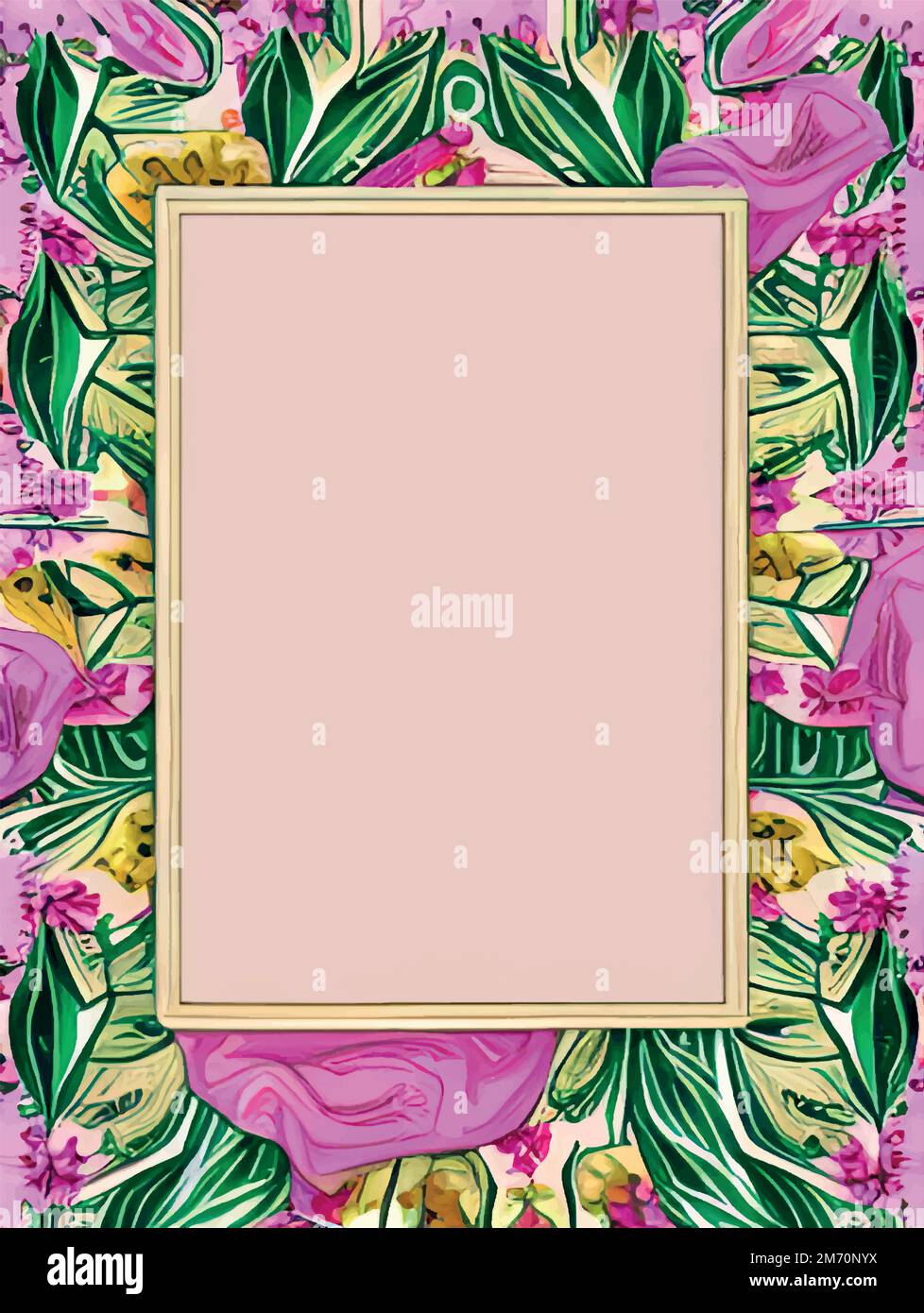 A vertical vector illustration of a frame with flowers for an ...