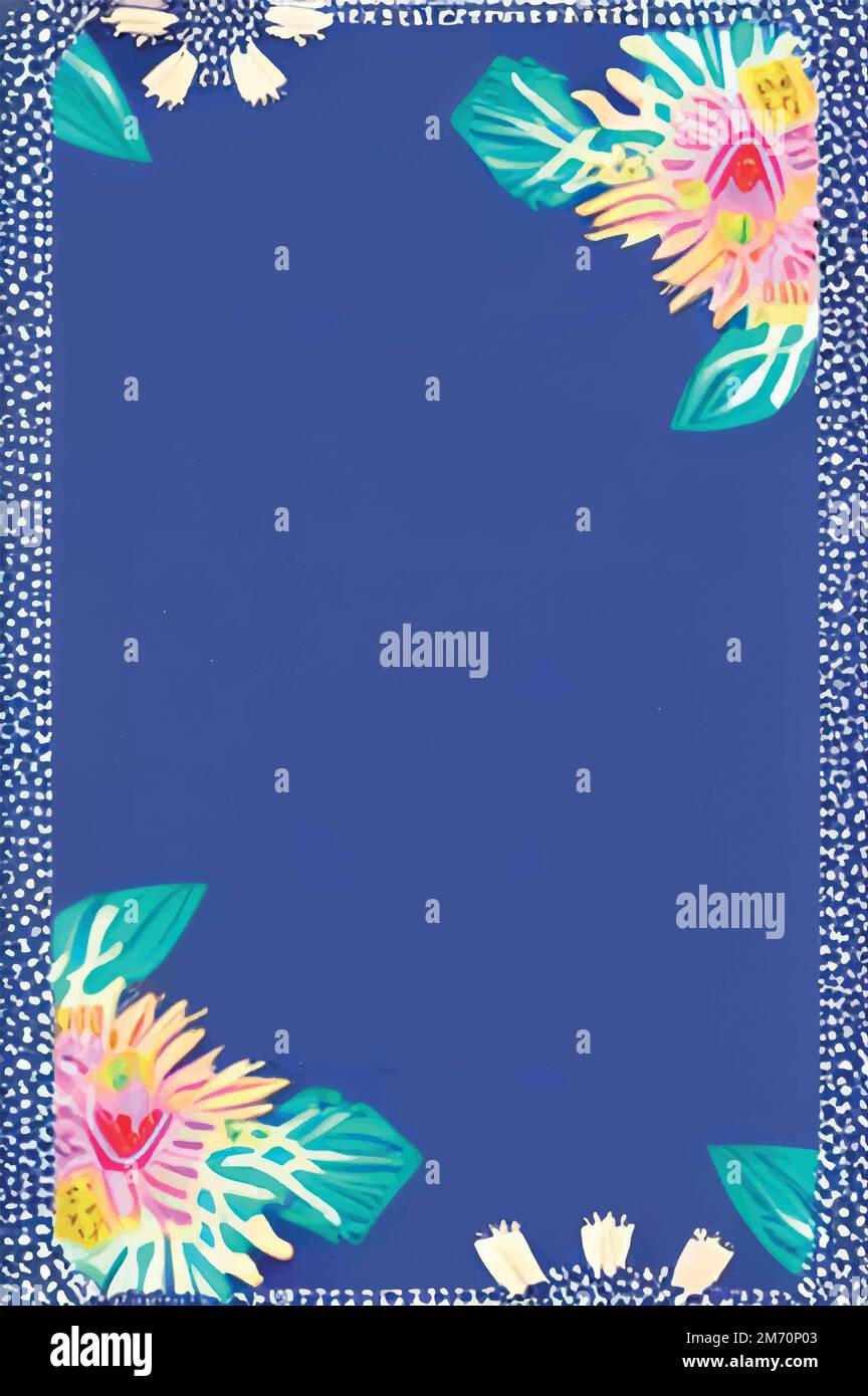 A vertical vector illustration of a frame with flowers for an ...