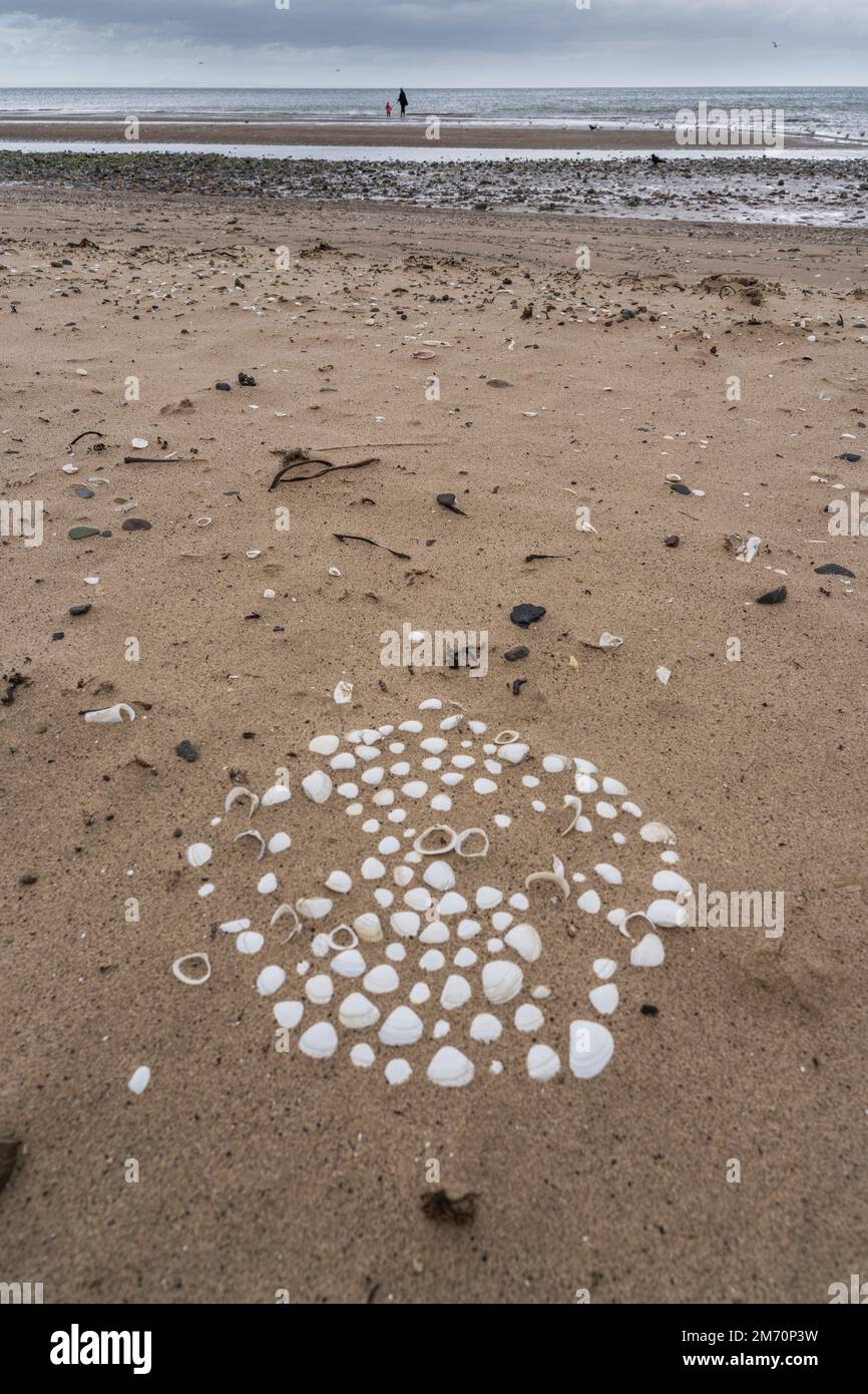 Neo-celtic art on the beach at Portobello, Edinburgh. Probably created ...