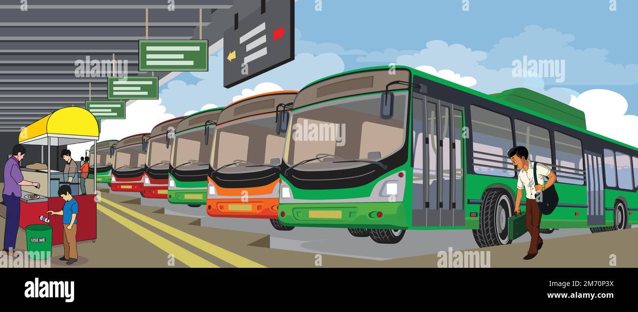 Buses depot Stock Vector Images - Alamy