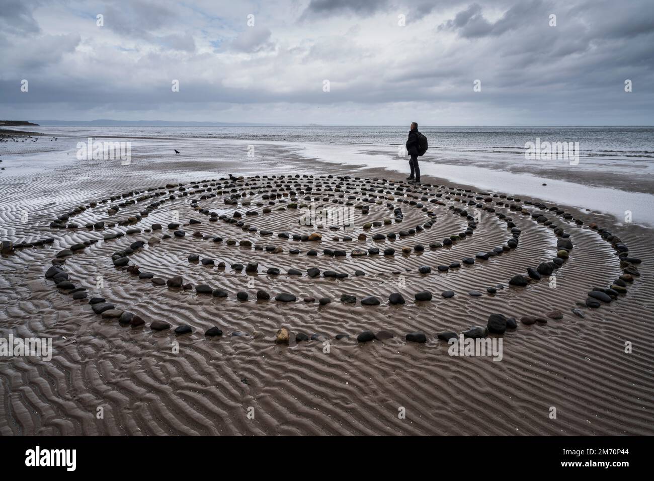 Neo-celtic art on the beach at Portobello, Edinburgh. Probably created ...
