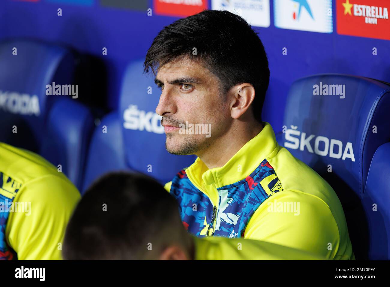 BARCELONA - NOV 9: Gerard Moreno sits at the bench at the LaLiga match ...
