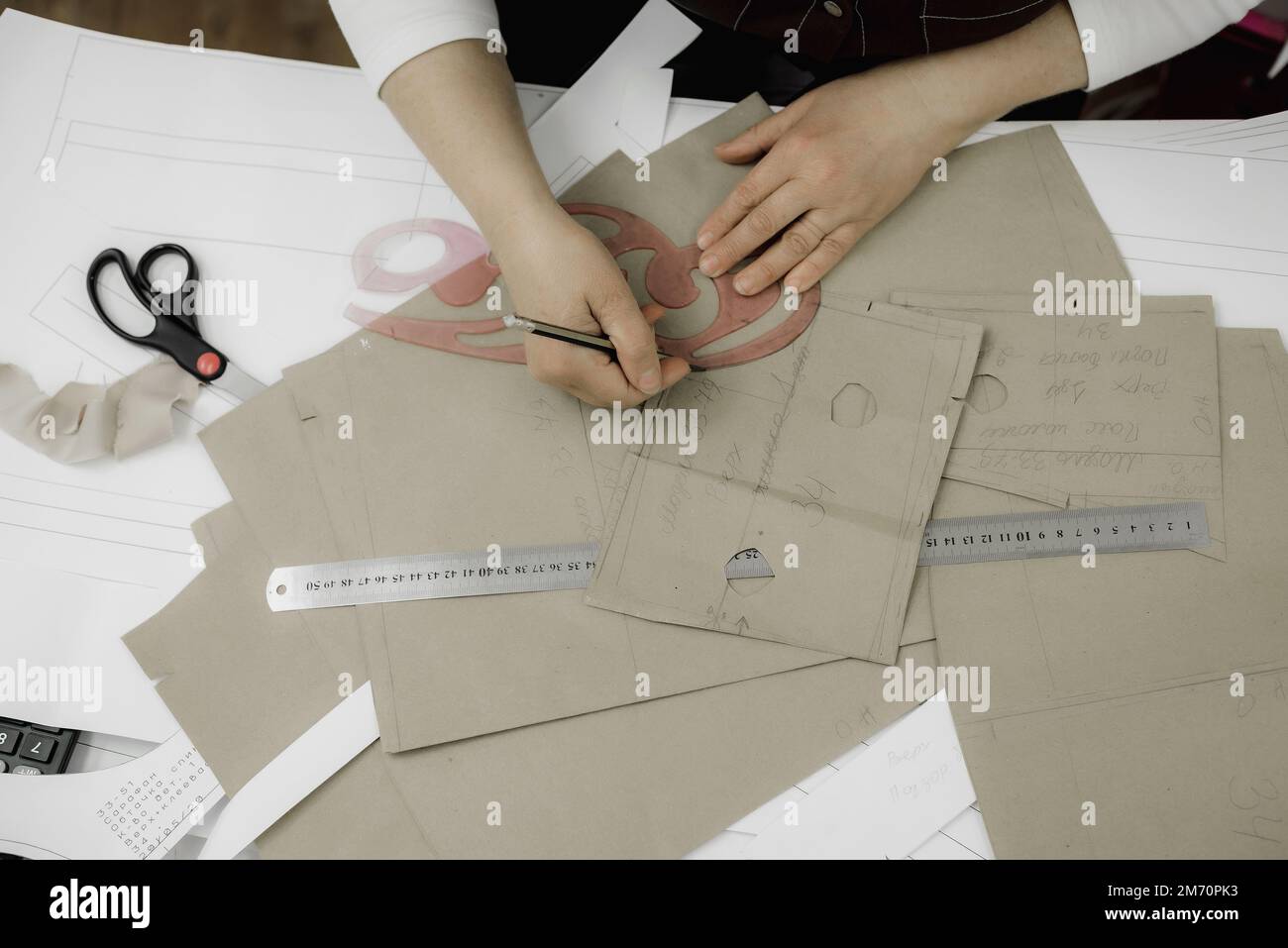 production of women's summer clothes; manufacturing process at a light ...