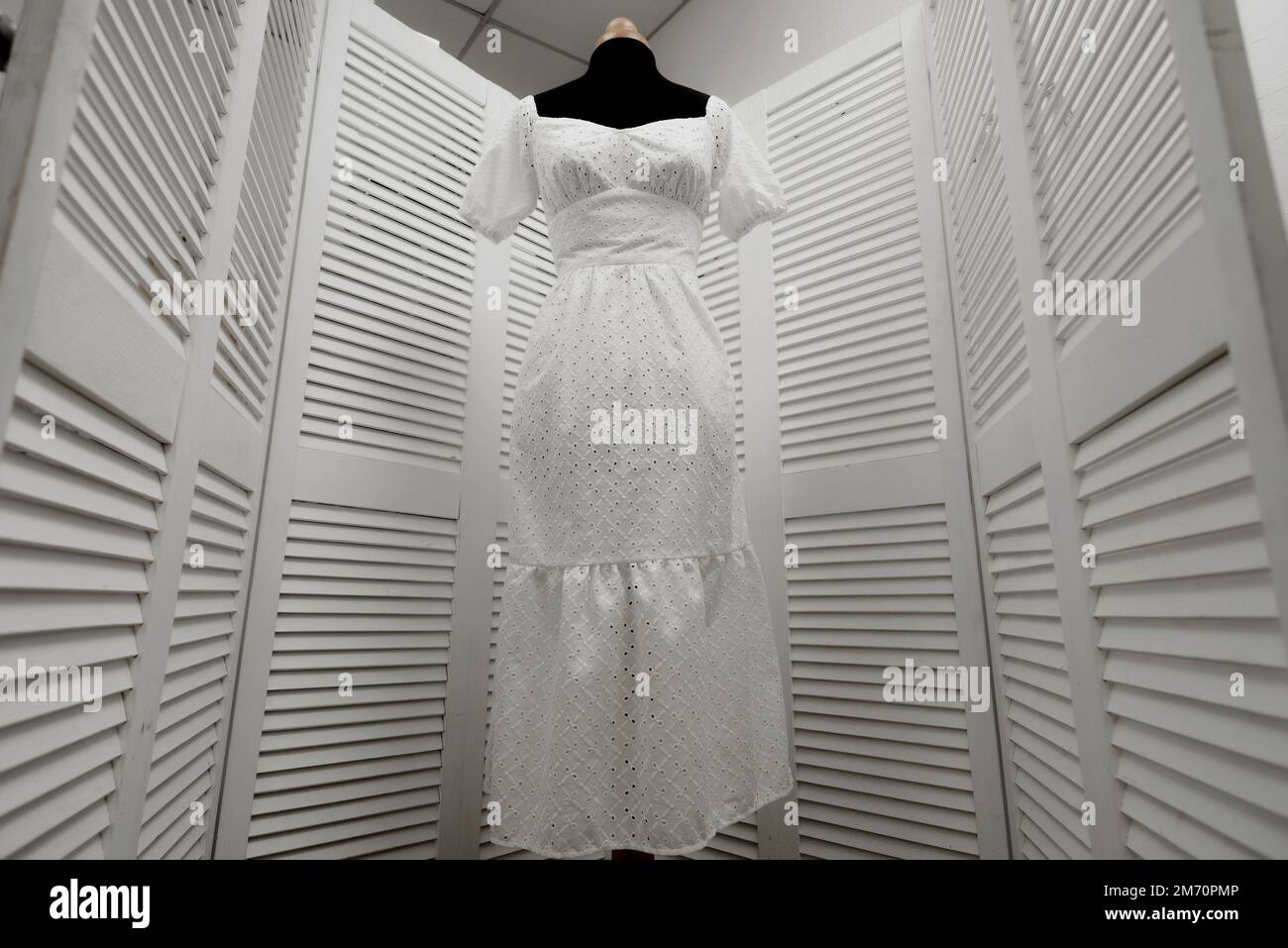 production of women's summer clothes; manufacturing process at a light ...