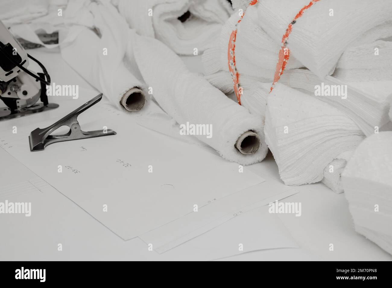 production of women's summer clothes; manufacturing process at a light ...