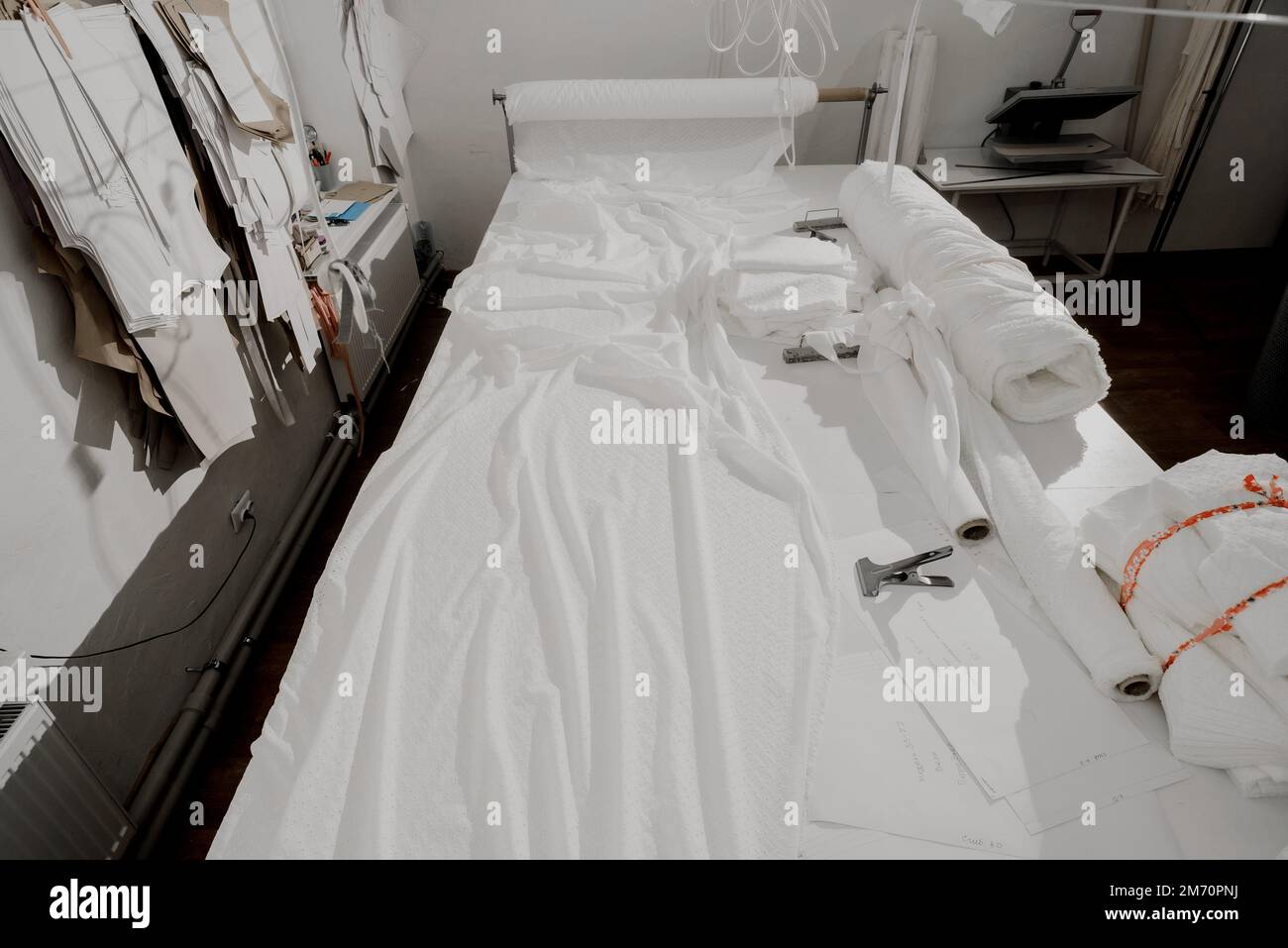 production of women's summer clothes; manufacturing process at a light ...