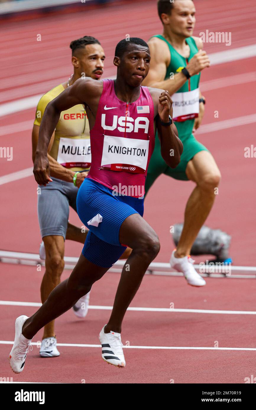 Erriyon Knighton (USA) competing in the Men's 200 metres heats at the ...