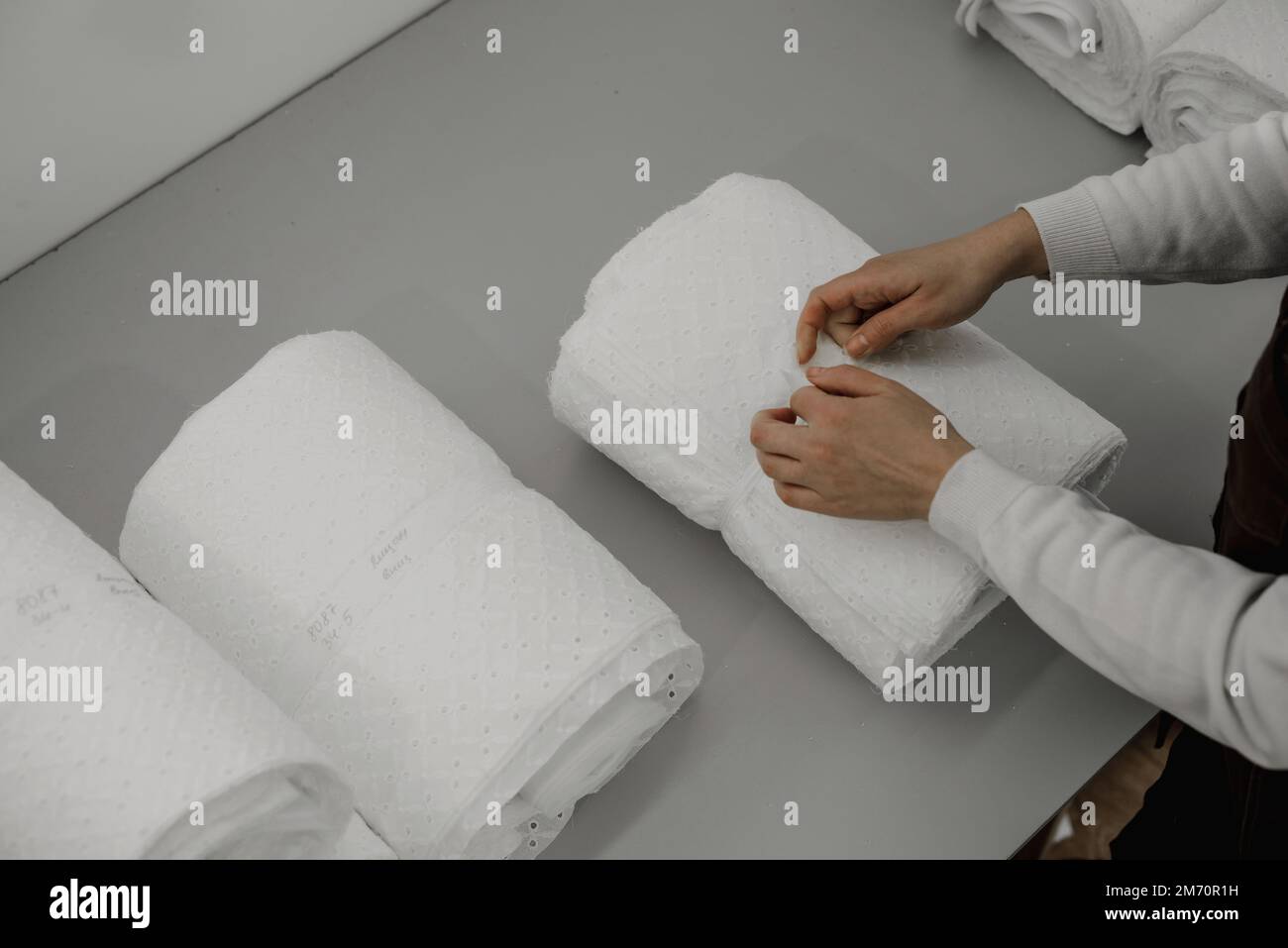 production of women's summer clothes; manufacturing process at a light ...