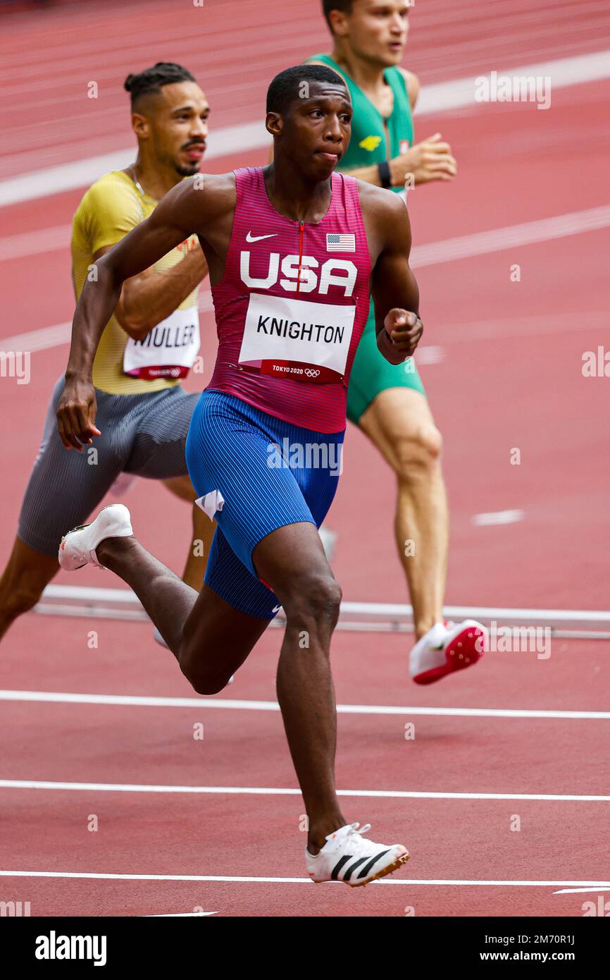 Erriyon Knighton (USA) competing in the Men's 200 metres heats at the ...