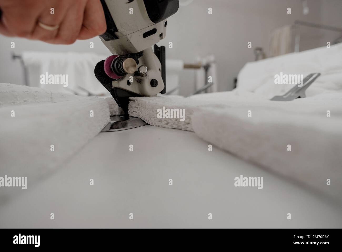production of women's summer clothes; manufacturing process at a light ...
