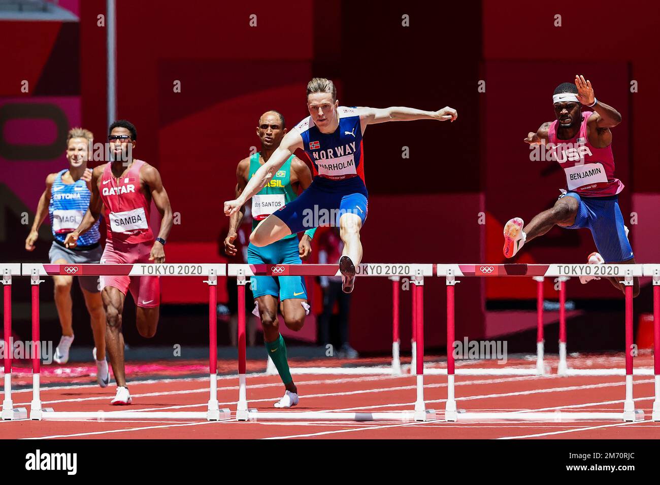 Karsten Warholm (NOR) Olympic Champion in the Men's 400 metres hurdles ...