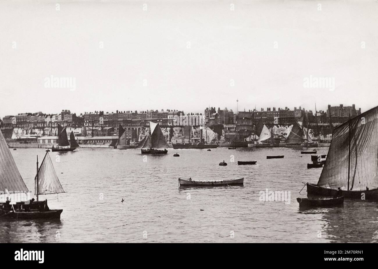 Vintage late 19th/early 20th century photograph: Boats on water ...
