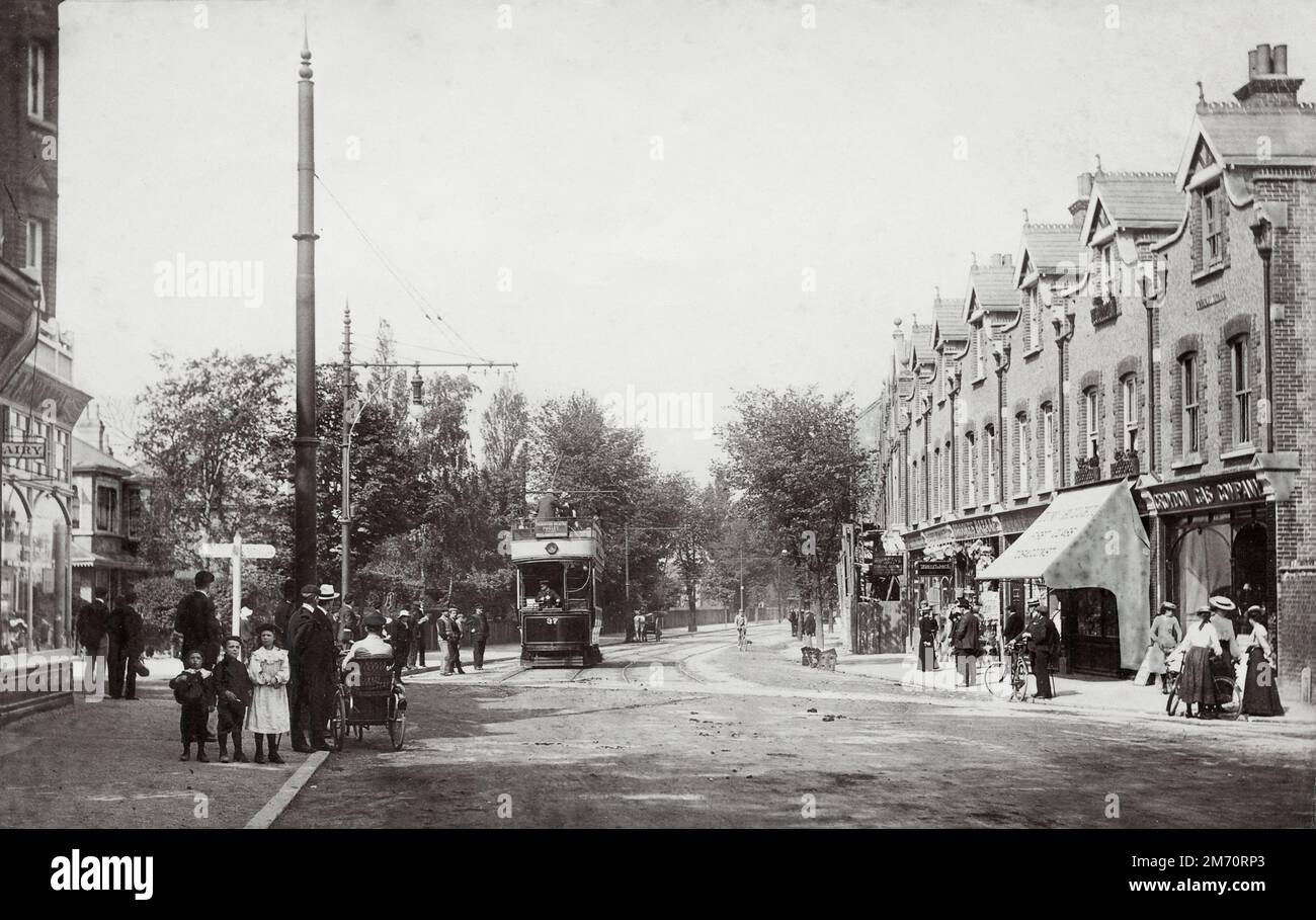 Vintage late 19th/early 20th century photograph: Tram Terminus, Purley ...