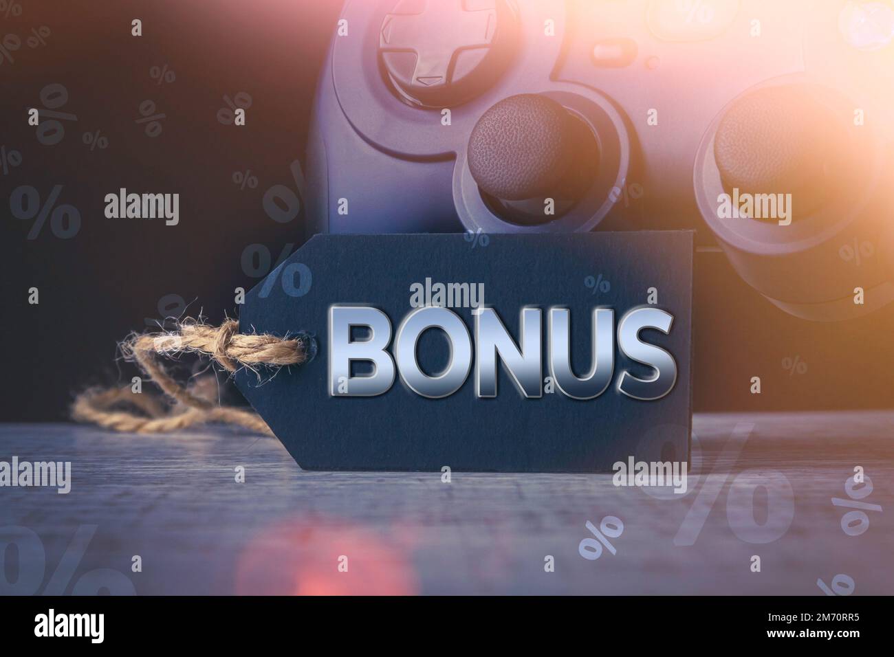 Start of sales of game consoles and accessories. Price tag and gamepad ...