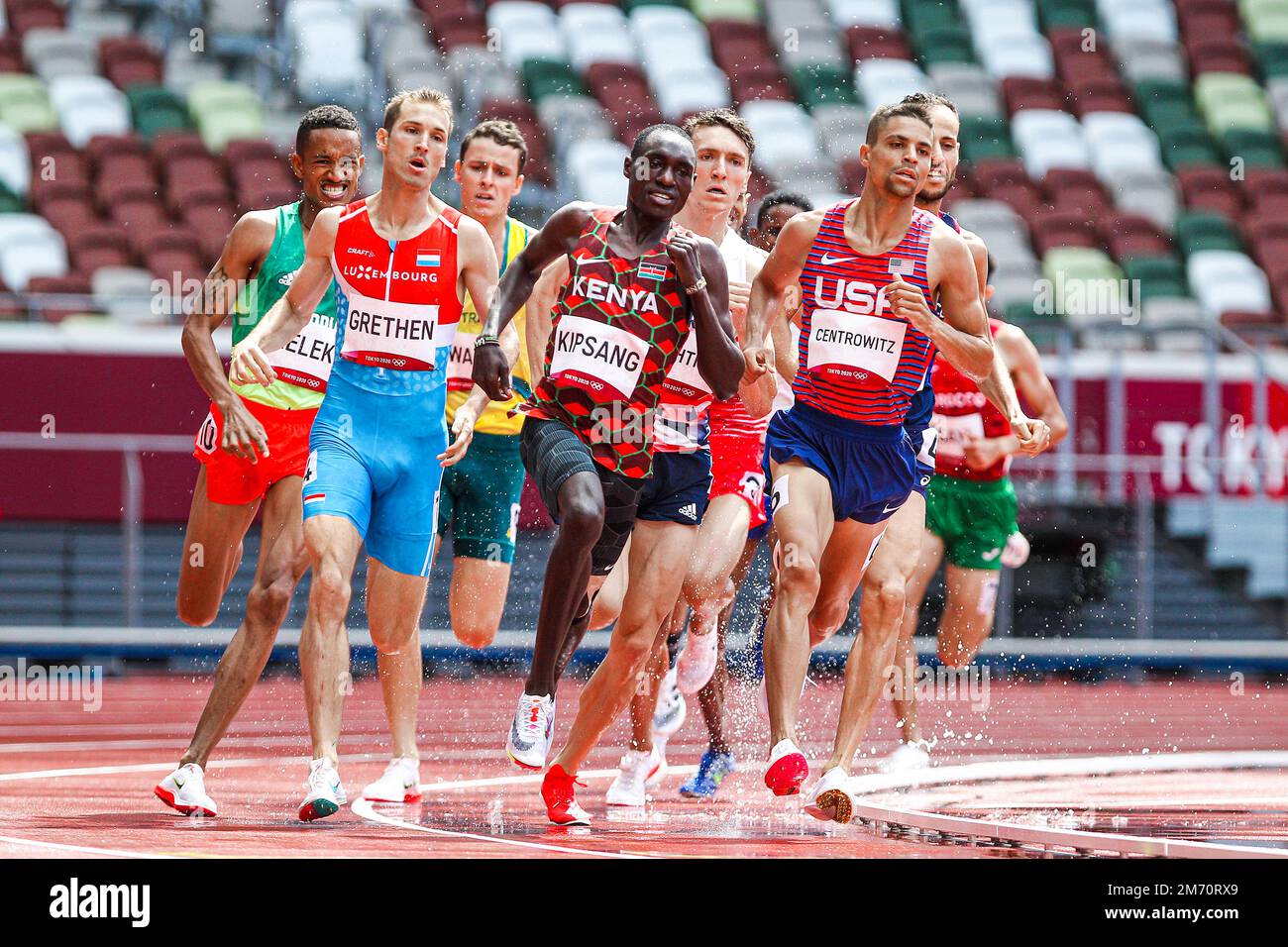 L-R Charles Grethen (LUX),Abel Kipsang (KEN), Matthew Centrowitz (USA) competing in the Men's ...