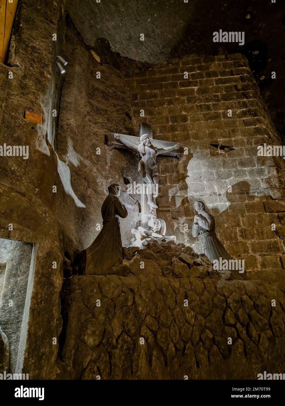 Scene of the crucifixion of Jesus Christ, salt sculptures in Saint ...