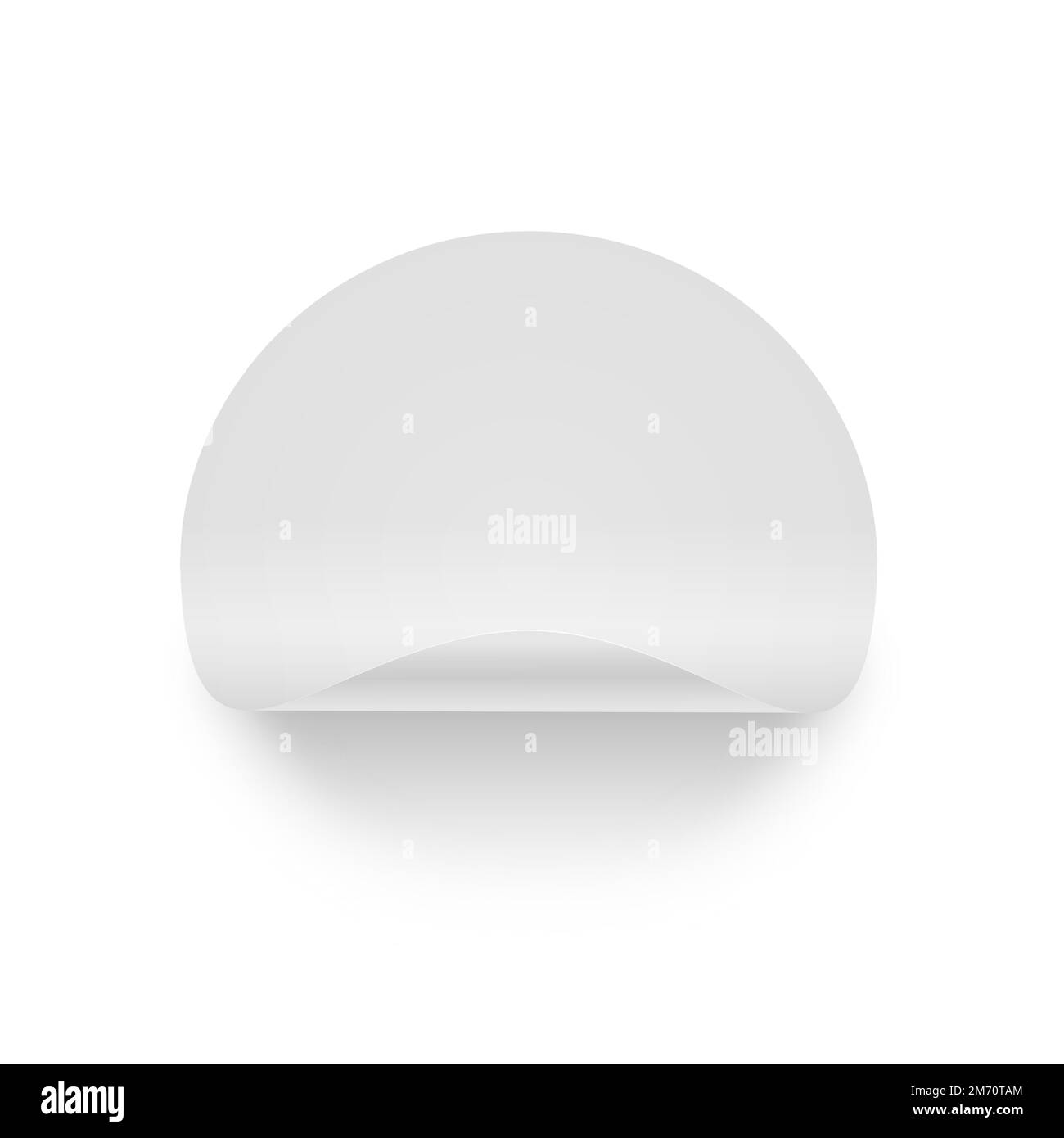 Paper round sticker with a curved corner on a white background Stock ...