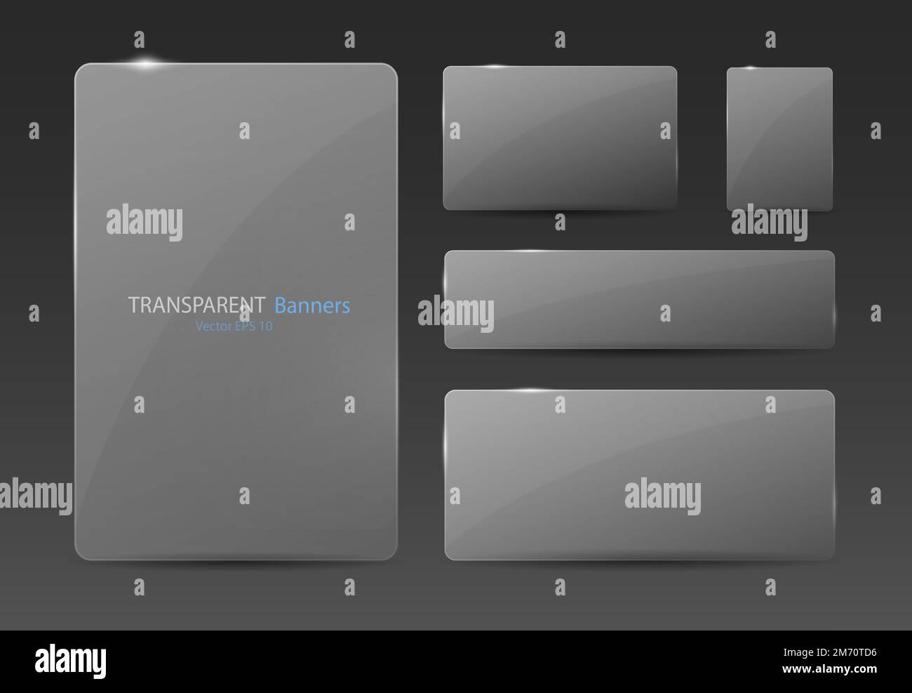 A set of transparent banners on a gray background. Vector illustration ...