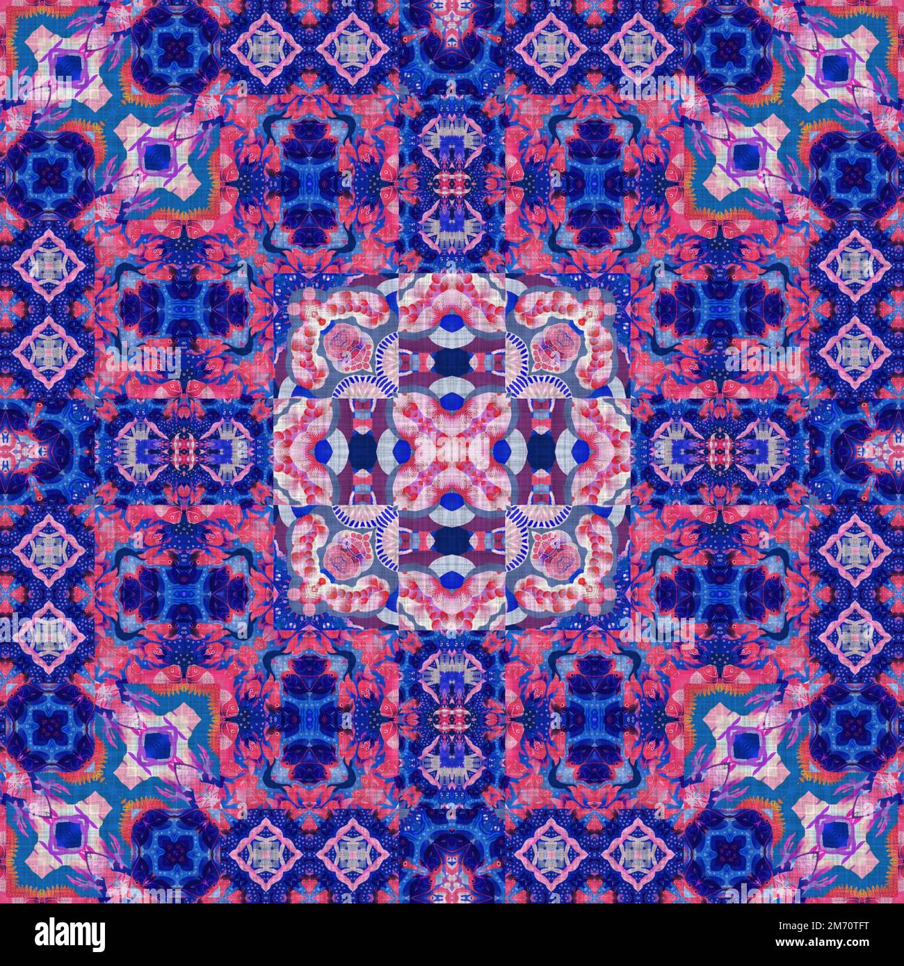 Nautical boho bandanna coastal patchwork fabric tile. Seamless pattern ...