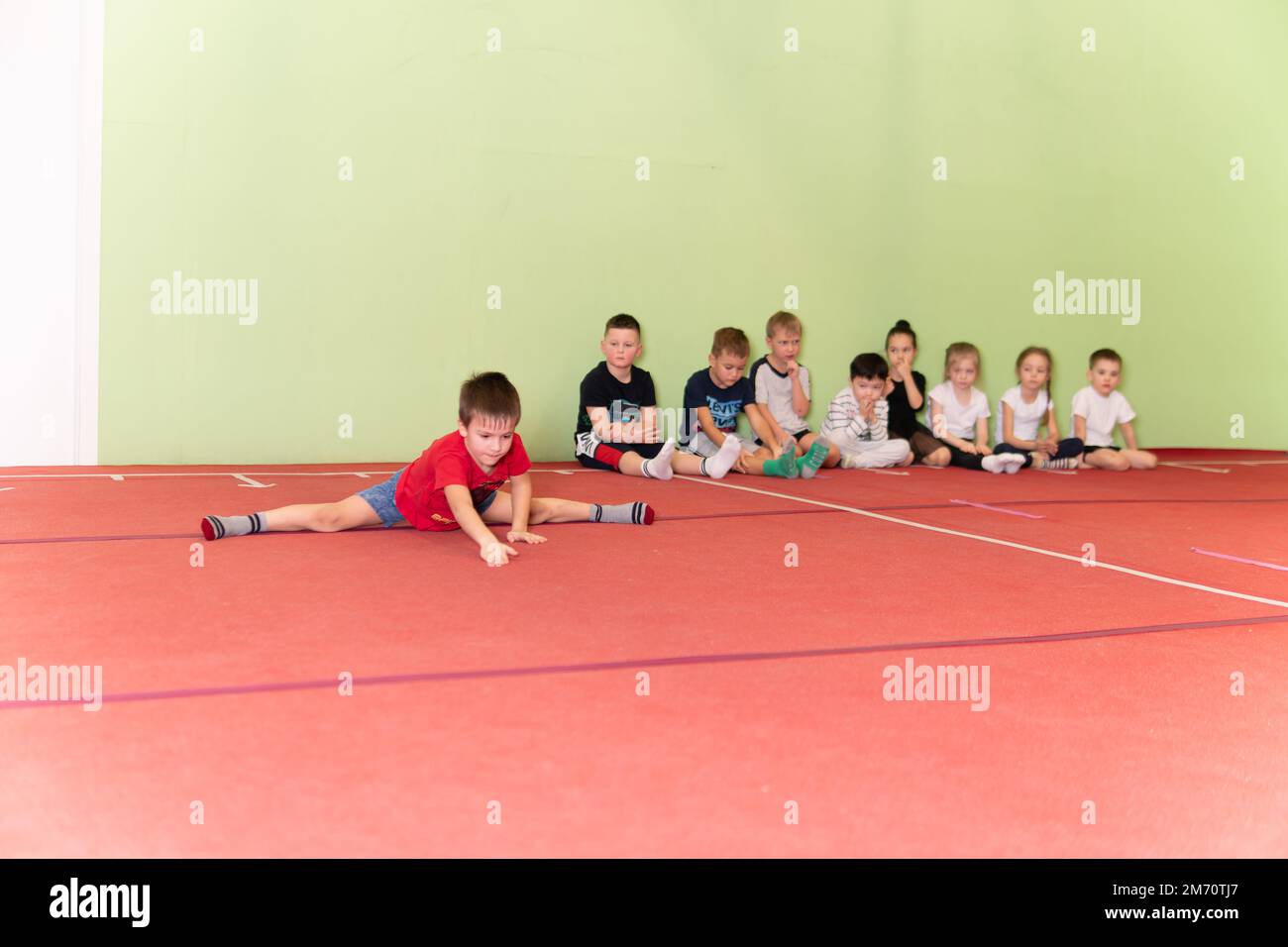 MOSCOW, RUSSIA-DEC 18, 2022: exercise kid background boy lifestyle pose ...
