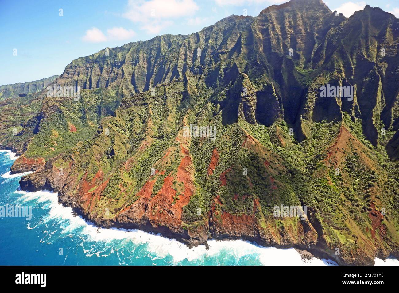 Red-green cliffs of Na Pali coast - Kauai, Hawaii Stock Photo - Alamy