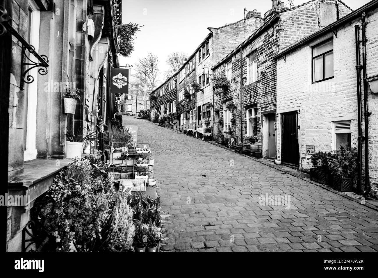Main Street in the village of Haworth, near Keighley and Bradford, West ...