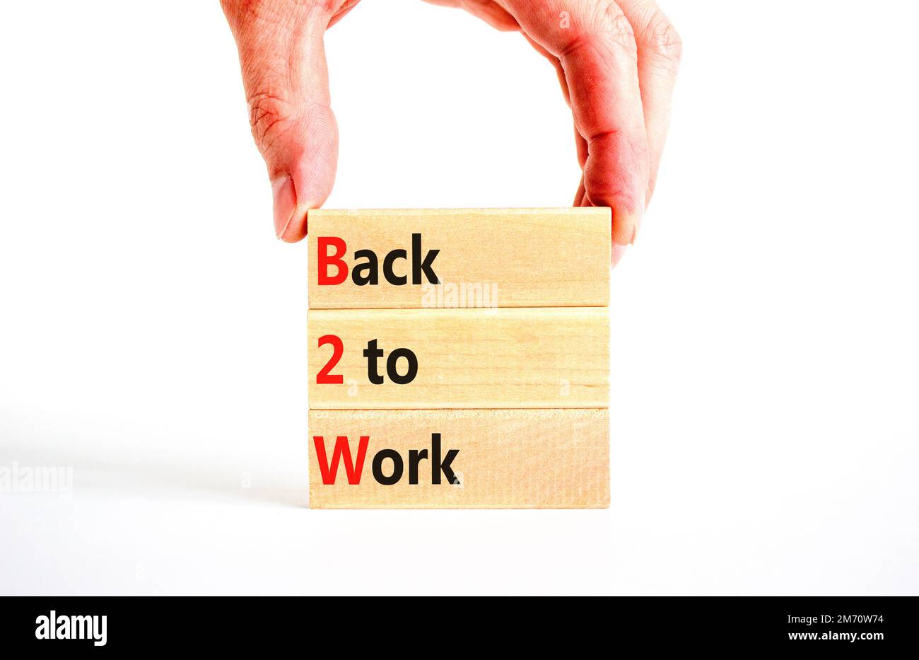 B2W back to work symbol. Concept words B2W back to work on wooden ...