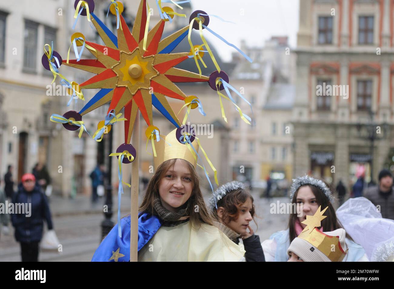 Lviv, Ukraine 6 january 2023. Ukrainians sing Christmas carols as they ...